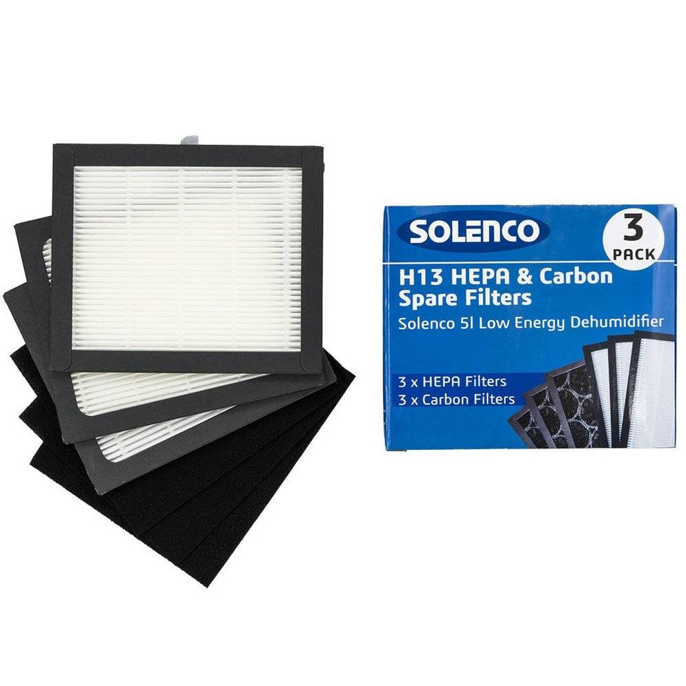 Solenco 5L Spare HEPA and Carbon Filters (Pack of 3)