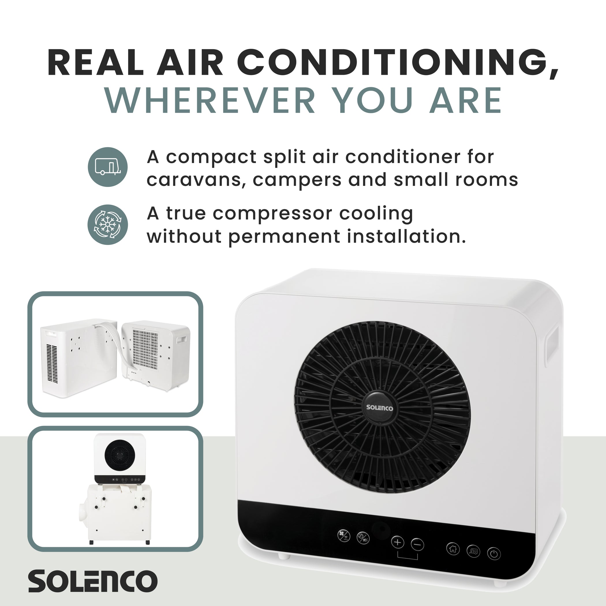 Solenco Caravan & Home Air Conditioner – Portable Split, WiFi, 5200 BTU