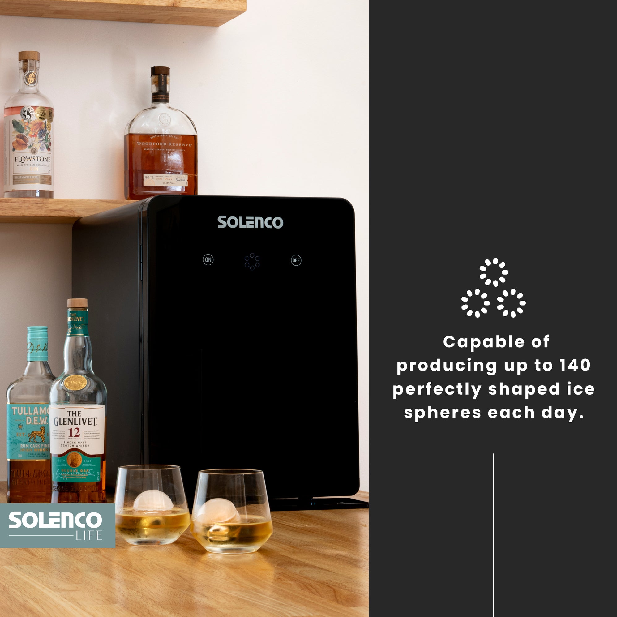 Solenco Life Sphere Ice Maker – 50mm Crystal-Clear Ice Spheres