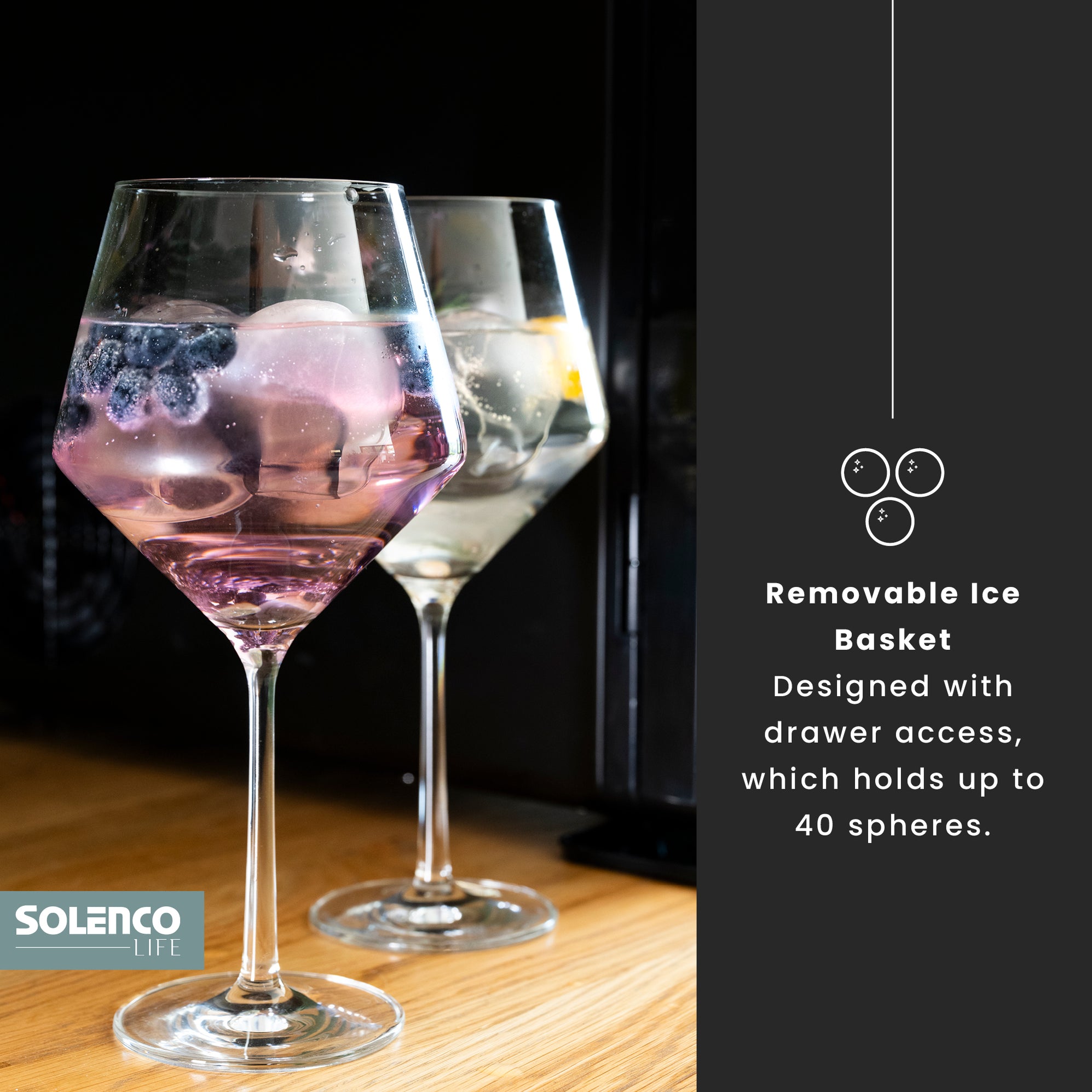 Solenco Life Sphere Ice Maker – 50mm Crystal-Clear Ice Spheres